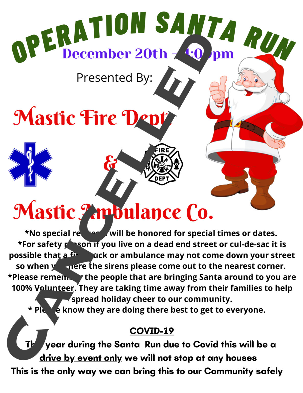 Operation Santa Run-CANCELLED - Mastic Fire Department